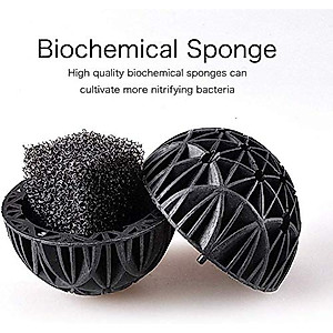 CESFONJER 90Pcs Bio Balls Filter Media with Sponge Aquarium Filter Media Tank Bio Balls, for Fish Tank, Aquarium, Pond Filter Media (18mm) + 2 Pcs Aquarium Media Filter Bag