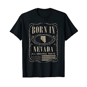 Vintage Classic America Land Map US States Born Nevada T-Shirt