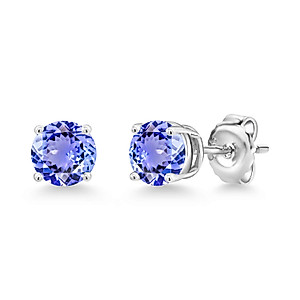 Gem Stone King 925 Sterling Silver Round 6MM Gemstone Birthstone Stud Earrings For Women