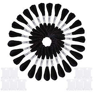 Cldamecy Black Embroidery Floss,26 Skeins Embroidery Threads for Cross Stitch,Friendship Bracelets String,and DIY Art Craft ,with 10 PCS Floss Bobbins