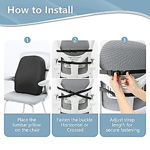 Aulase Extra Large and Soft Lumbar Support Pillow for Back Relax, 4" Thick Memory Foam for Pain Relief, Backrest with Adjustable Strap, Breathable Mesh Cover, for Desk Office Chair, 21"x16"