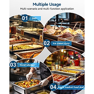 ZeroPone Hotel Pan 6" Deep Steam Table Pan 6 Pack Full Size 20.8" L x 12.8" W Hotel Pan 22 Gauge Stainless Steel Anti Jam Steam Table Pan