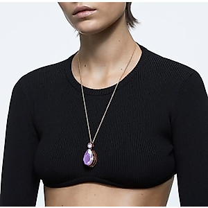 SWAROVSKI Chroma Pendant Necklace, Dual-sided Green and Lilac Drop-Cut Crystals with a Gold-Tone Finish Chain, Part of the Chroma Collection