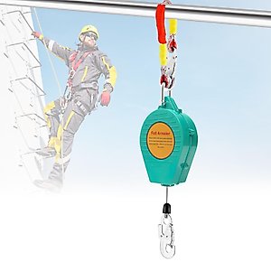 YJINGRUI Self Retracting Lifeline 330lbs Fall Arrester Fall Protection with Alloy Steel Hook & Steel Wire Rope 23ft (7m)