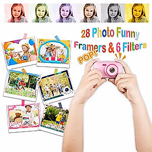 WSNDD Kids Camera, Toddler Camera for 4 5 6 7 8 9 Year Old Girl Gifts, 4-9 Year Old Girl Birthday Gifts, HD Kids Pink Video Camera with 32GB SD Card