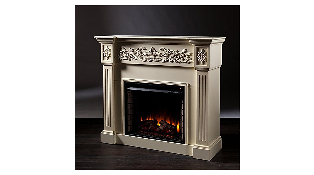 SEI Furniture Calvert Electric Fireplace Ivory - Elegant & Efficient ...
