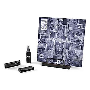 Victrola 'The Kit' - A Vinyl Record Cleaning Kit, Doubles as a Record Stand, Includes Anti-Static Brush, Cleaning Solution, Cloth, Espresso Wood Finish Stand with Smart Black Metal Accents