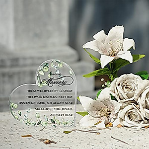 Sympathy Gift In Loving Memory Bereavement Gift Acrylic Heart Memorial Gift Sympathy Table Decorations Present for Loss of Loved One Remembrance Gift (Leaves Style)