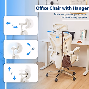 Hramk Ergonomic Office Chair with Footrest, Mesh Home Office Desk Chair with Adjustable Lumbar Support and Headrest, Comfortable Gaming Computer Chair for Study Work