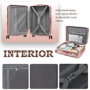 Somago- Hardshell Lightweight ABS Travel Luggage 20’’+24’’+28’’ Sets Suitcase with TSA Lock& 8 silent Swivel Wheels, Diamond Pattern Surface and YKK Zipper With 2 pcs Bags (Rosegold)