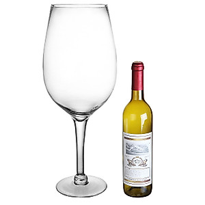 MyGift 20-Inch Giant Clear Decorative Hand Blown Wine Glass Novelty Stemware/Champagne Magnum Chiller