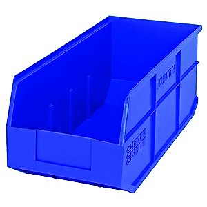 Quantum Storage K-SSB463BL-4 4-Pack Stackable Plastic Shelf Bin, 18" x 8-1/4" x 7", Blue