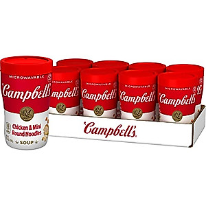 Campbell's Sipping Soup, Chicken & Mini Round Noodle Soup, 10.75 Oz Microwavable Cup (Case of 8)