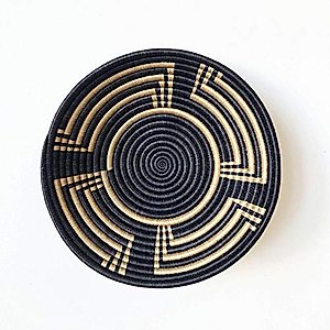 African Basket- Musoma/Rwanda Basket/Woven Bowl/Sisal & Sweetgrass Basket/Black, Tan