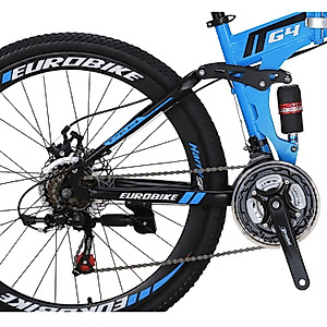 LZBIKE Bicycle G4 26-inch Bike Mountain Bike 26" 21speeds Dual Disc Brake Cycle Folding Mountain Bike Frame Shock Absorption Mountain Bike Blue