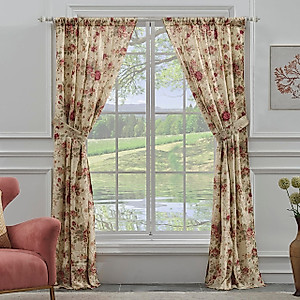 Greenland Home Antique Rose 100% Cotton Curtain Panel Pair, 42 W x 84 L Inches Each, Set of 2 - Ecru