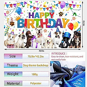 Dog Happy Birthday Backdrop Banner Puppy Photography Background Banner Cartoon Dog Photo Backdrop Birthday Party Decorations for Dog Owner Birthday Party Pet Party Supplies (5.9 x 3.6 Feet)