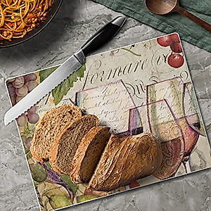 CounterArt Wine Country Decorative 3mm Heat Tolerant Tempered Glass Cutting Board 10” x 8” Manufactured in the USA Dishwasher Safe
