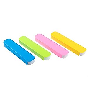 MY MIRONEY 4PCS Portable Tableware Storage Box Plastic Tableware Storage Case Reusable Office Lunch Flatware Box with Sliding Lid, Pink, Blue, Green, Yellow