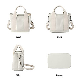 Canvas Tote Bag for Women Stylish Crossboy Handbag Casual Hobo Bag Top Handle Satchel with Multiple Pockets (A-Beige)