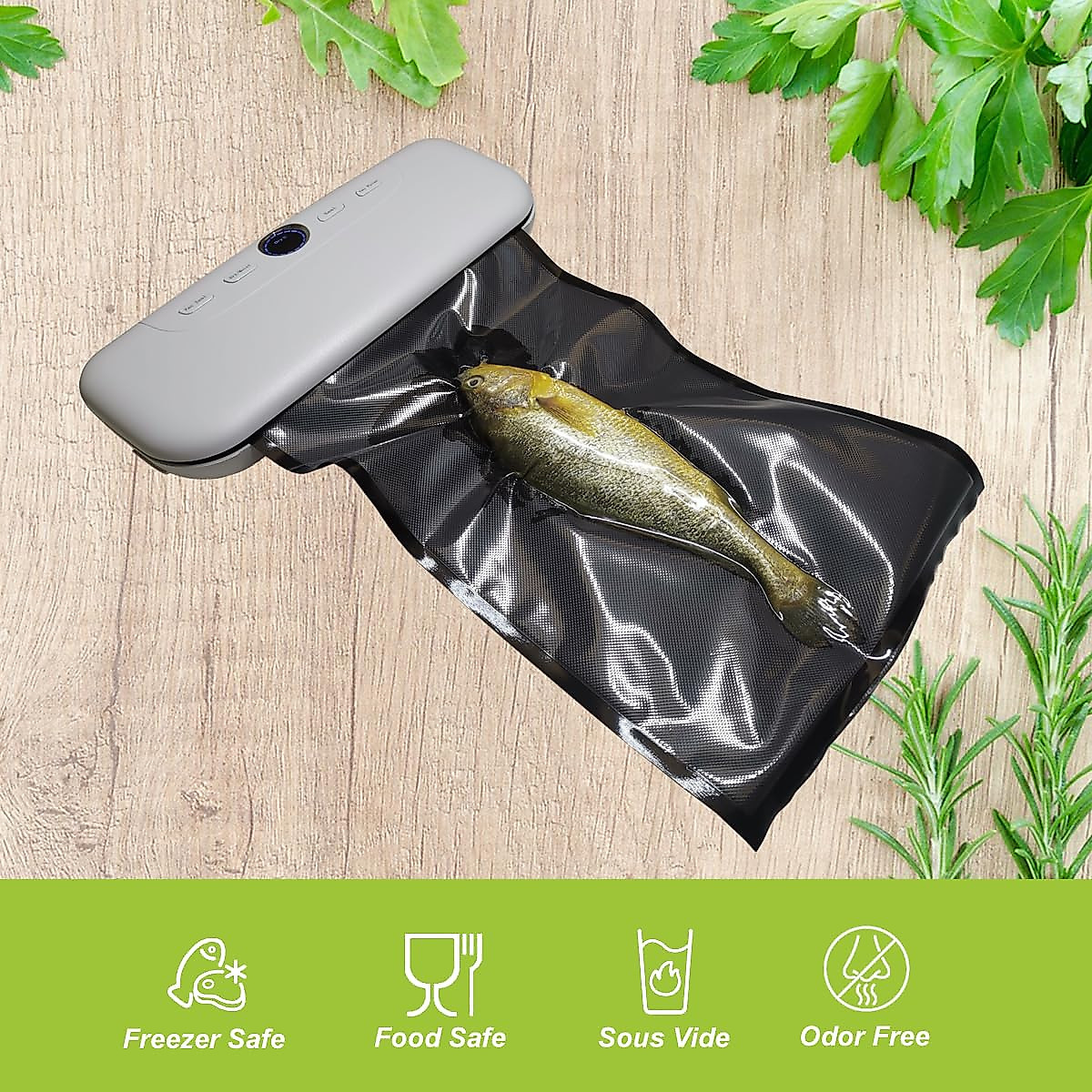 EDYCARX 11" x 19.5' Vacuum Seal Bags Black and Clear, Vacuum Sealer Bags for Food Storage, Heavy Duty Commercial Grade 5 Mil Vacuum Bags, 2 Rolls