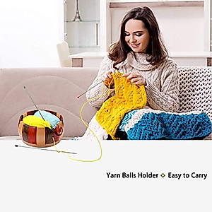 Large Yarn Bowl for Knitting, Wooden Yarn Storage Bowl, Handmade Rosewood with Holes, Knitting Wool Stroage Bowl