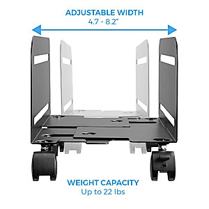 HumanCentric PC Stand – Computer Tower and CPU Stand Cart | Adjustable and Mobile PC Holder with Wheels