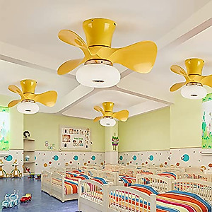 Ceiling Fan with Light and Remote Control,64W Modern LED Ceiling Light for Kids, 6 Speeds, 3 Colors Changing, Dimming Low Profile Fan Chandeliers for Girls Boy Bedroom, Children's Room,55CM,Black