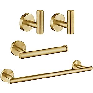 USHOWER Brushed Gold Bathroom Hardware Set, Includes 16-Inch Hand Towel Bar, Durable SUS304 Stainless Steel, 4-Piece