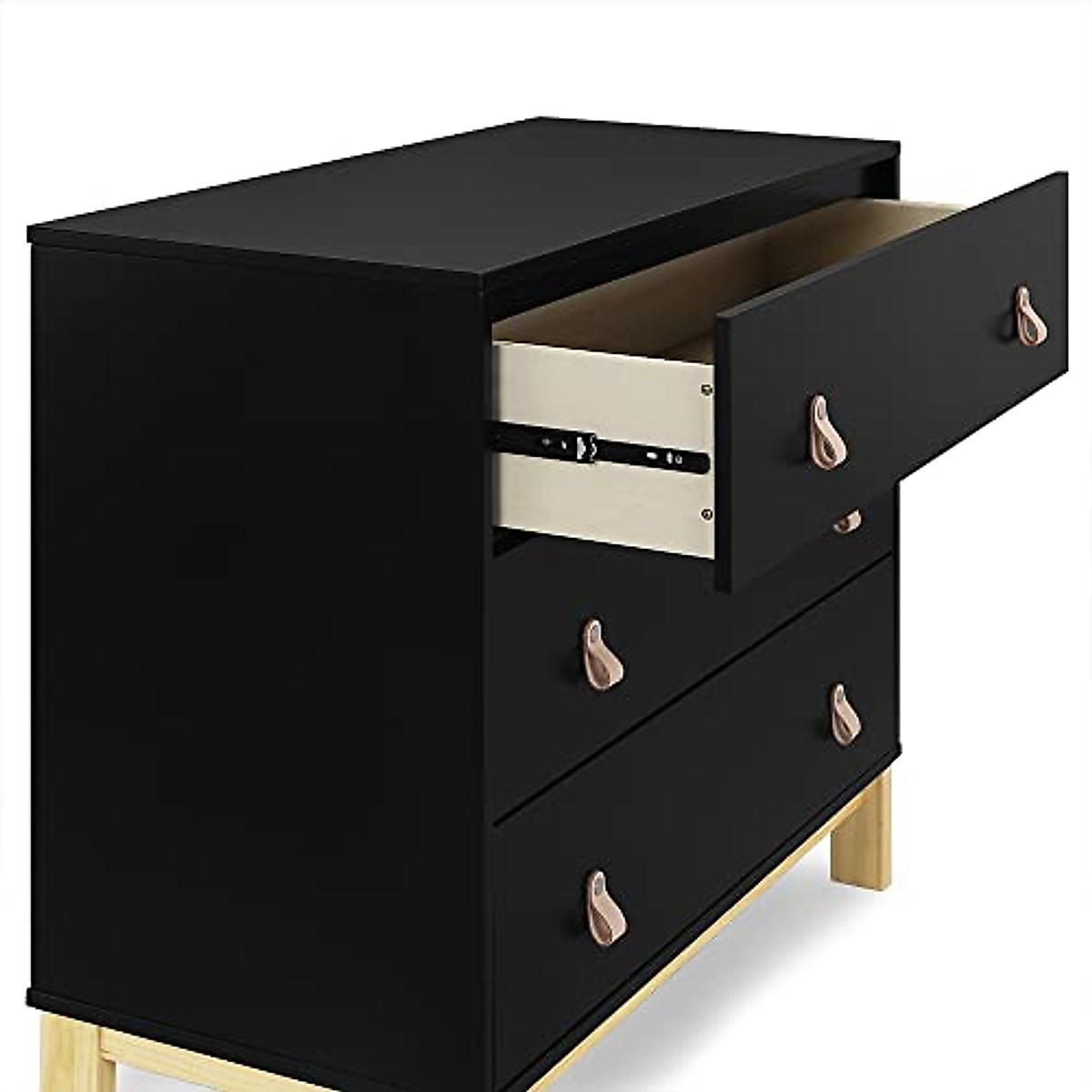 babyGap by Delta Children Legacy 3 Drawer Dresser with Leather Pulls - Greenguard Gold Certified, Ebony/Natural
