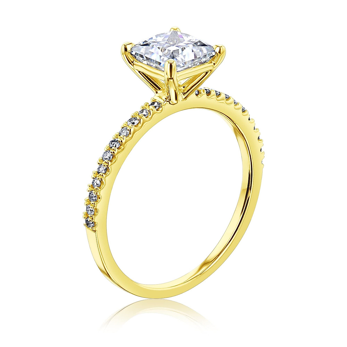 Kobelli 1ct Moissanite Princess Petite Shank Engagement Ring 14K Gold - yellow-gold / 6.0 G-H