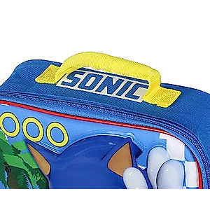 AI ACCESSORY INNOVATIONS Sonic The Hedgehog Kids Lunch Box Full Gamer Raised Character Insulated Lunch Bag Tote For Hot And Cold Food, Drinks, And Snacks