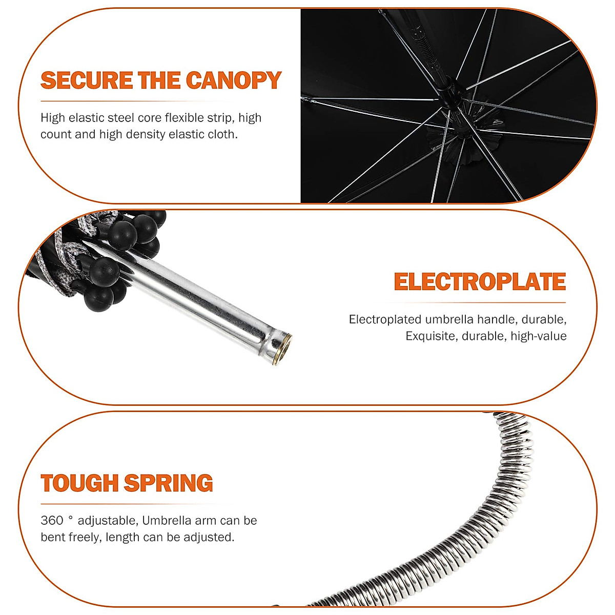 TOYANDONA Stroller Sun Cover Umbrella Clip On Sun Shade Blackout Blind UV Rain Protection Umbrella for Strollers Bicycle Baby Carriage Cart Grey