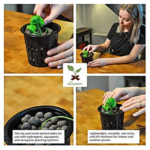 xGarden - Black 4" Round Mesh Pot Cups - 25 Pack, Lightweight Economy Net Pots, Thin Lip & Slotted Sides, UV Resistant & BPA Free Plastic, Indoor or Outdoor Growing