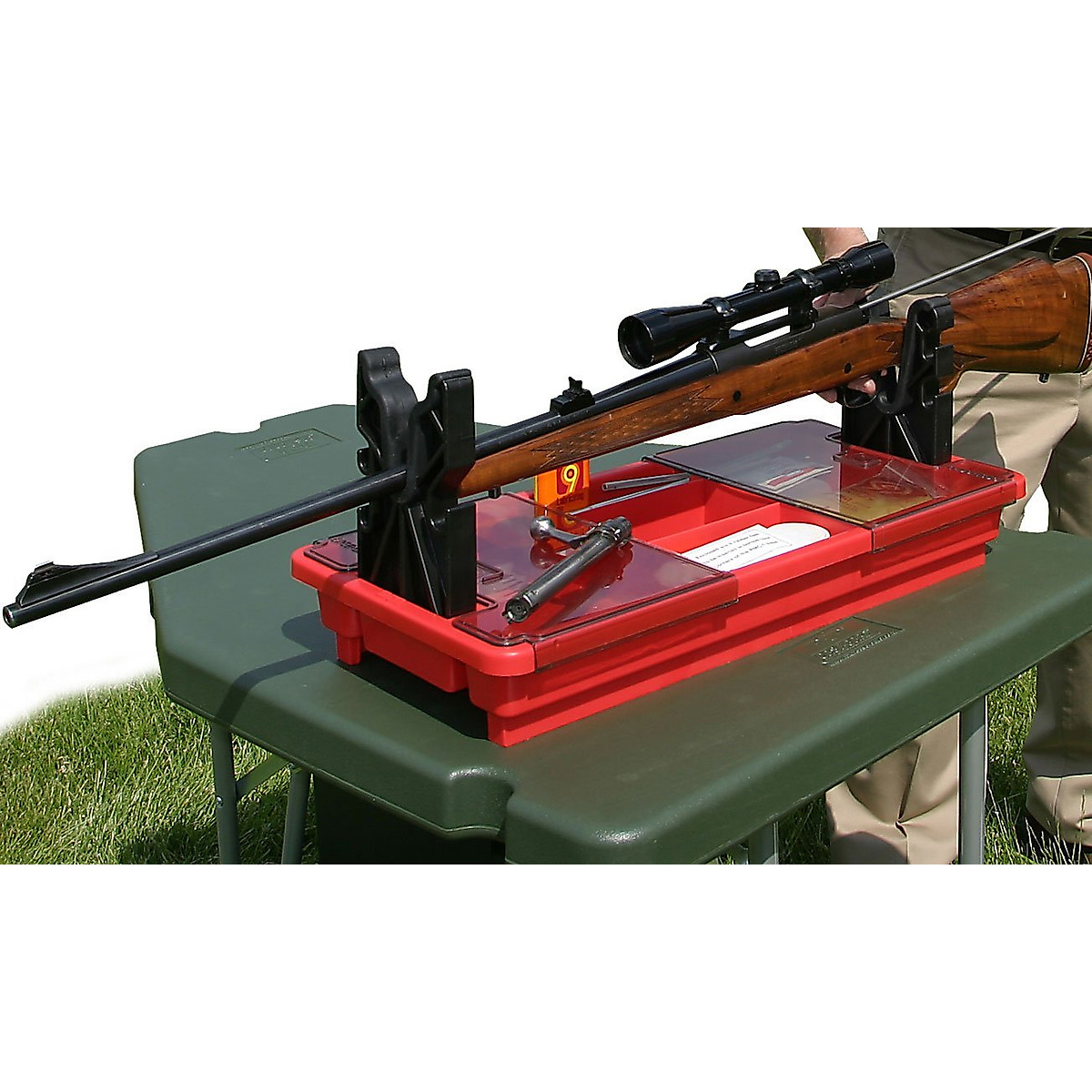 MTM Portable Rifle/Shotgun Maintenance & Gun Cleaning Center,Red