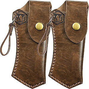 XYJ 2pcs/set Leather Knife Sheath For Camping Folding Knives Carry Knife Edge Guard Knife Cover Sleeves Universal Knife Holster Pocket Knife Case