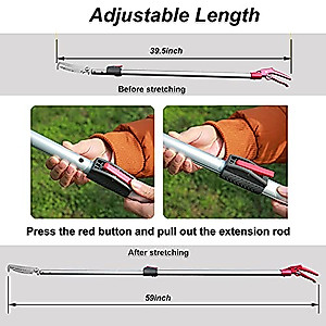 Surnuo 60 inch Heavy Duty Snake Tongs with Telescopic Pole Reptile Grabber Catcher Wide Jaw Handling Tool, Extra Flashlight & Non-slip Straps Included
