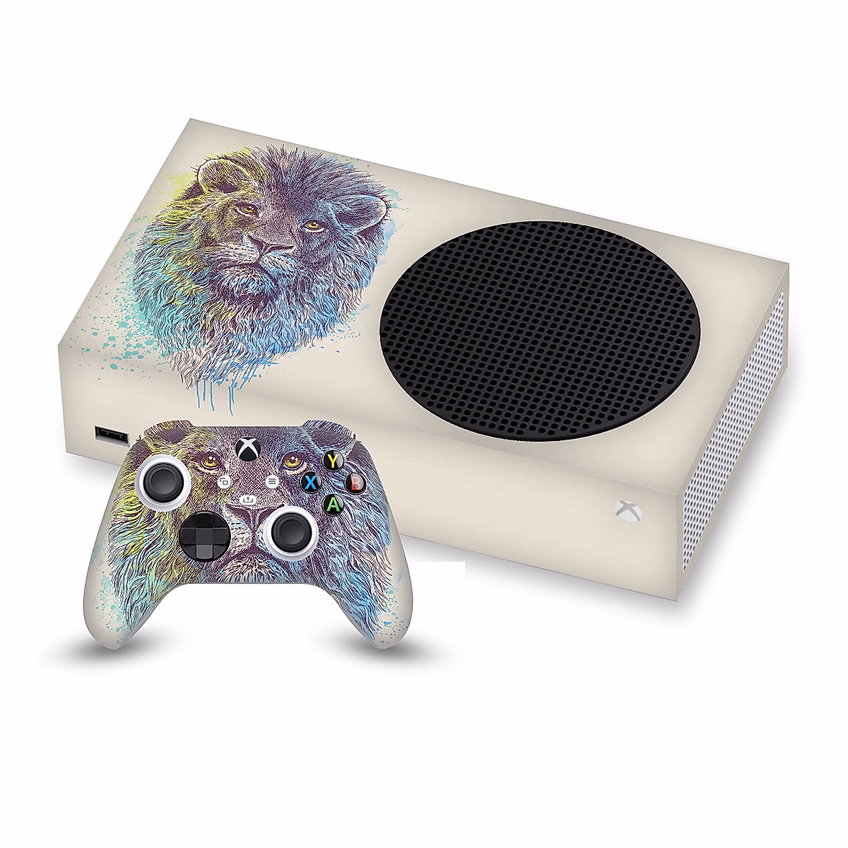 Head Case Designs Officially Licensed Rachel Caldwell Lion Art Mix Vinyl Sticker Gaming Skin Case Cover Compatible with Xbox Series S Console and Controller Bundle