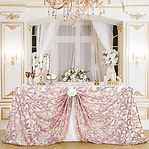 B-COOL Sequin Tablecloth Rose Gold Table Decorative Tablecloth Luxurious Vine Sparkly Tablecloth Ultimate Glam Inspired Wedding Graduation Event 90x156inches