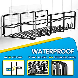 Coraje Adhesive Shower Caddy, [2-Pack] Shower Organizer, Large Capacity Rustproof Shower Shelves, Stainless Steel Bathroom Shower Organizer, Shower Shelf for Inside Shower, Black