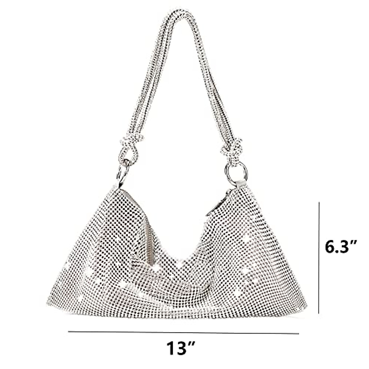 MAUKEN DAOLEN Rhinestone Purse for Women Sparkly Evening Bag Silver Clutch