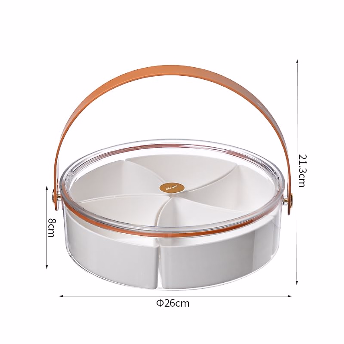 Divided Serving Tray with Lid and Handle Snackle Box Charcuterie Container Portable Snack Platters Clear Organizer for Candy, Fruits, Nuts, Snacks, for Parties, Entertaining, Picnic