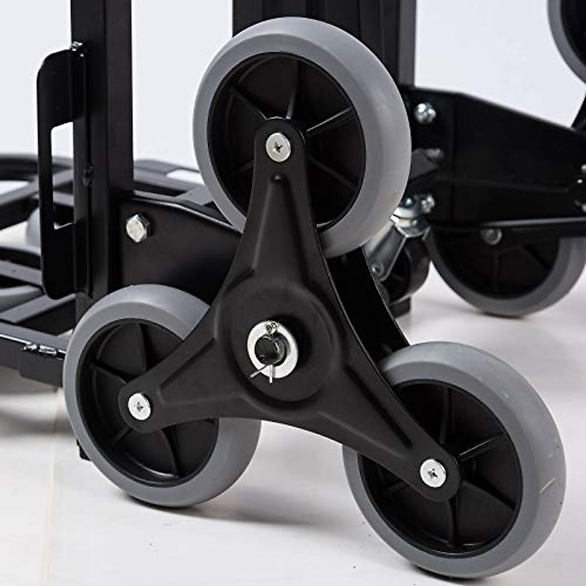 Hihone Stair Climbing Cart,330LBS Capacity Folding Stair Climber Hand Truck 6 Wheels & 2 Backup, Adjustable Handle Length Dolly Cart Trolley for Stairs, Flat Ground