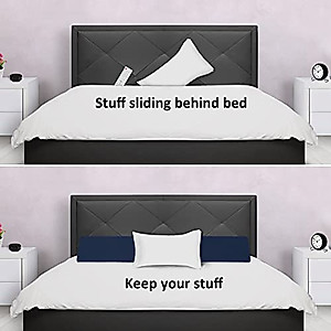 HITHSM Wedge Pillow Headboard Bed Gap Filler Crack Pillow Mattress Gap Filler Wedge (Navy, Queen Pillow)