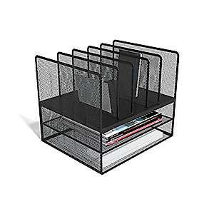 STAPLES 7 Compartment Wire Mesh File Organizer, Matte Black, 2/Case (Tr57537ct)