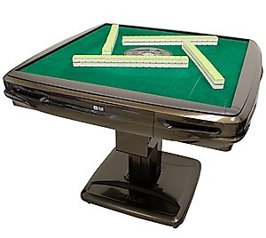 TRYHO Tornado Automatic Mahjong Table Gray Ultra-Thin Pedestal Folding Style with Tiles 宣和 超薄电动麻将桌 Electric Mah Jongg More Rounds No More Shuffling (44mm, Numbered Tiles)