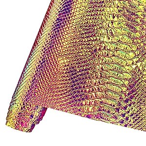 HYANG Holographic Snake Embossing Gold PU Faux Leather Sheets,Very Suitable for Making DIY Crafts,Handbags Leather Earrings, Bows,Sewing etc 1Rolls 12"X53" (30cmX135cm)
