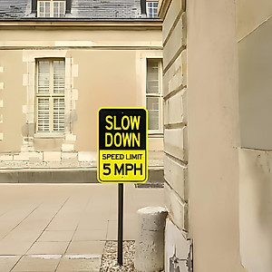 2-Pack Large Slow Down Sign, Speed Limit 5 MPH Sign, 18"x 12" .04" Aluminum Reflective Sign Rust Free Aluminum-UV Protected and Weatherproof