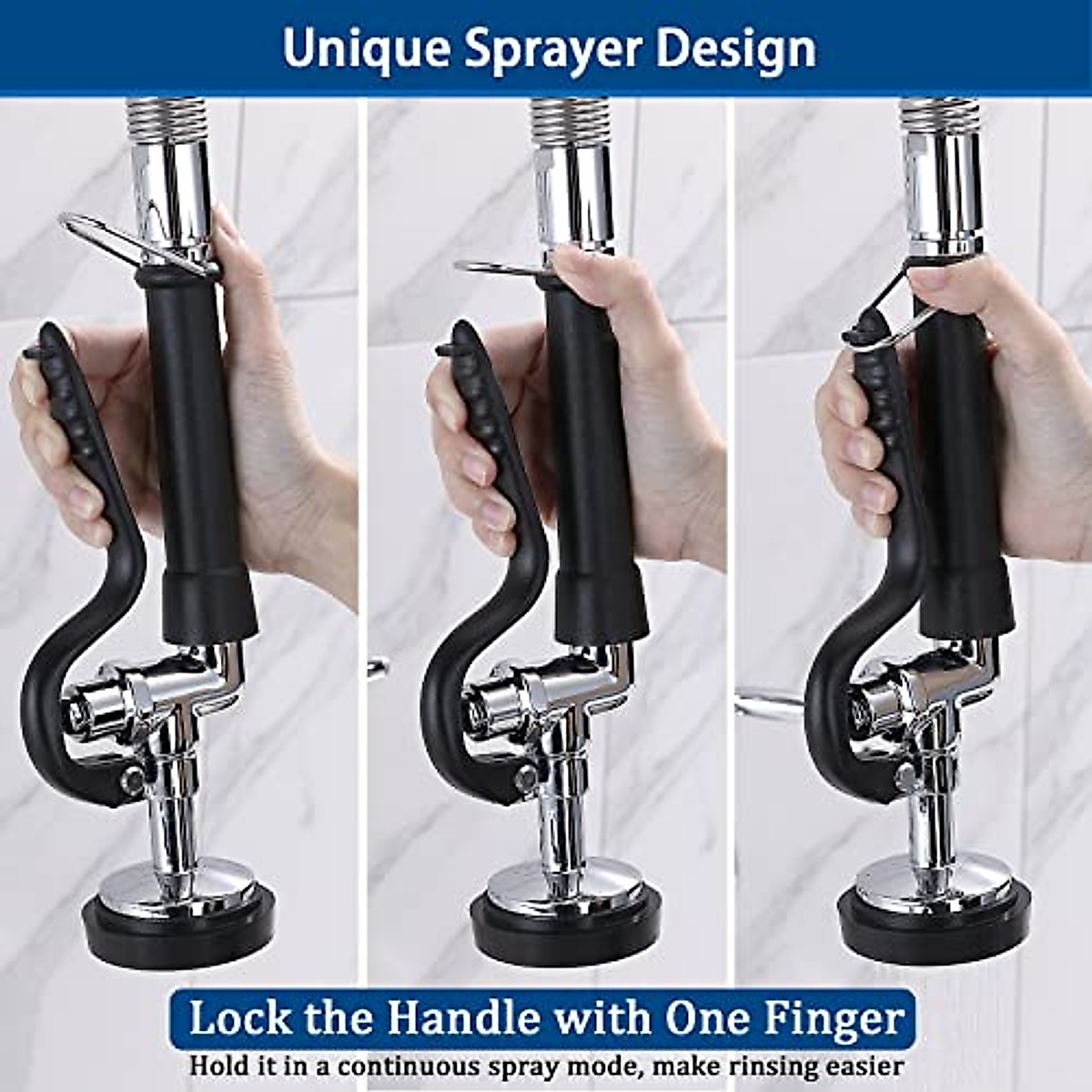 AGAHPAY Commercial Kitchen Sink Faucet with Pre Rinse Sprayer, 8 Inch Center Wall Mount Faucet with 12” Swing Spout 36” Height Compartment Sink Faucet for Restaurant Industrial, Chrome Polished