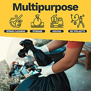 ToughBag 55 Gallon Trash Bags Heavy Duty (100 Count) - 50-60 Gallon Black Garbage Bags, Large Trash Bags - 38 x 58" - Made in USA